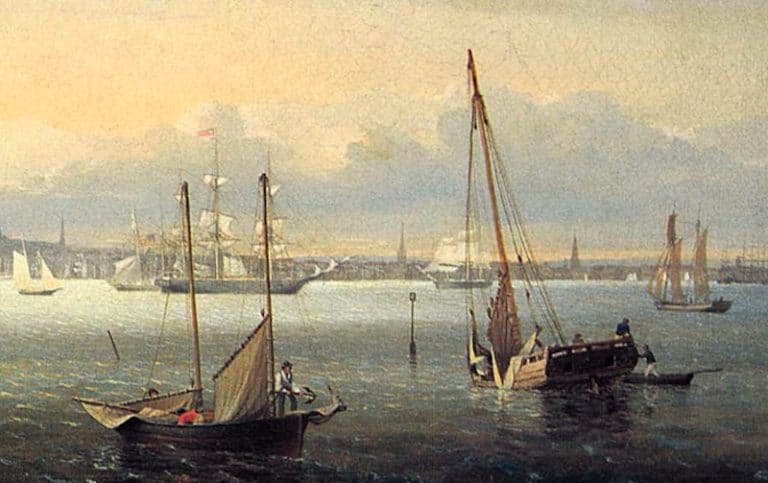 Fitz Henry Lane painting - Boston Harbor closeup view - OffCenterHarbor.com